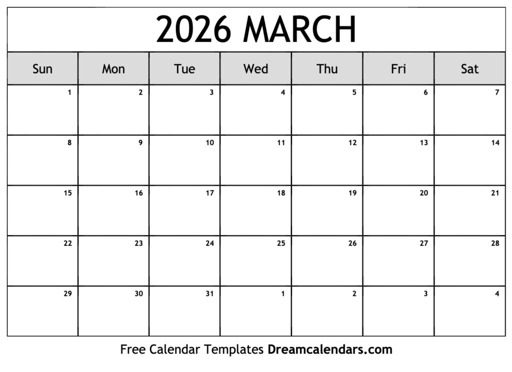 March Printable Calendar 2026 Stay Organized And On Track Calendar